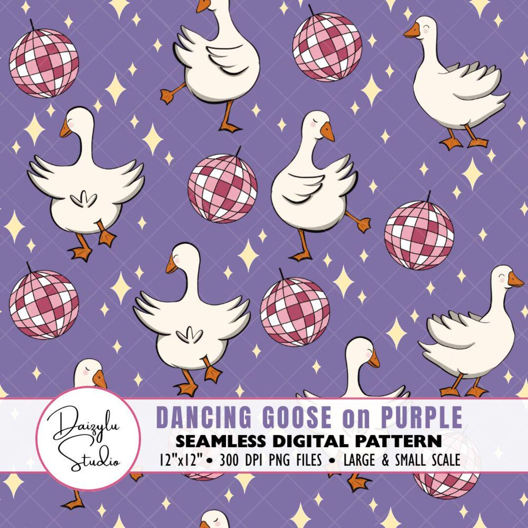 Dancing Goose Seamless Pattern 300 DPI PNG Instant Download Digital ...