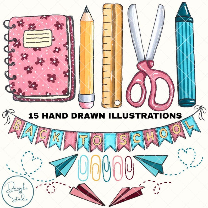 Whimsical Back to School Clipart Set for Teachers & Students - Instant ...