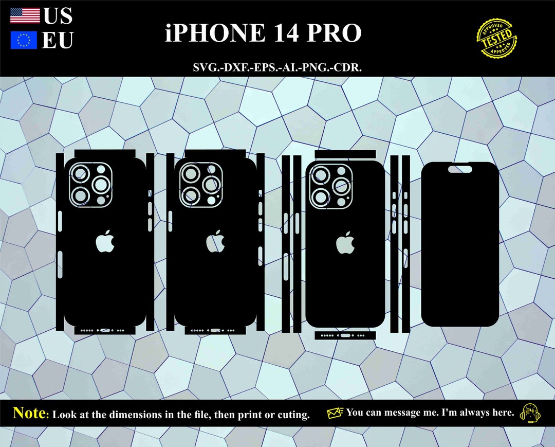 Buy iPhone 14 Pro Skin Template Cut File SVG Vector Cut File Online in ...