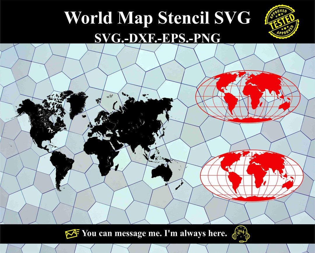 World Map Stencil Svg Vector - Etsy