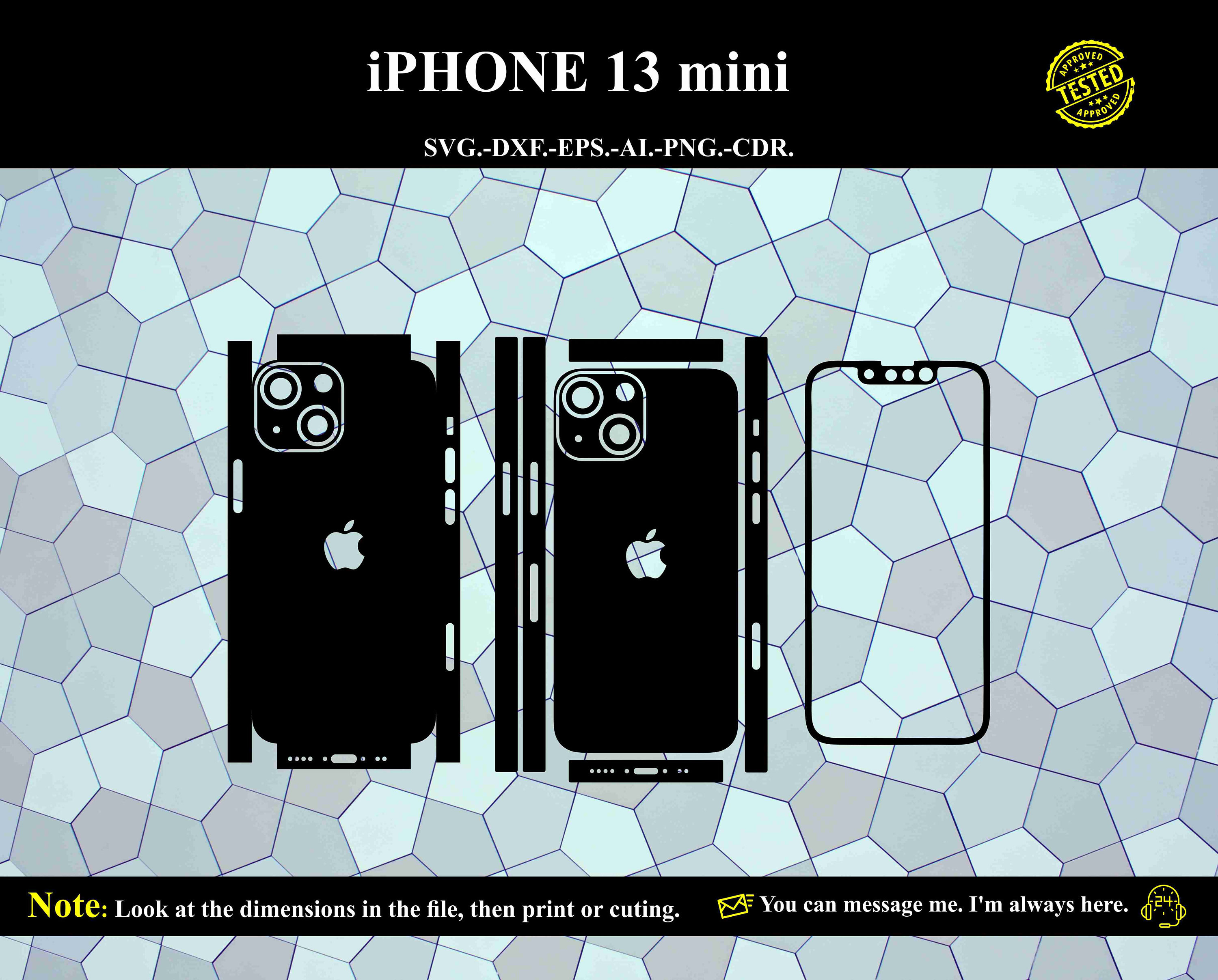 IPhone 13 Mini Skin Template Cut File SVG Vector Cut File - Etsy Ireland