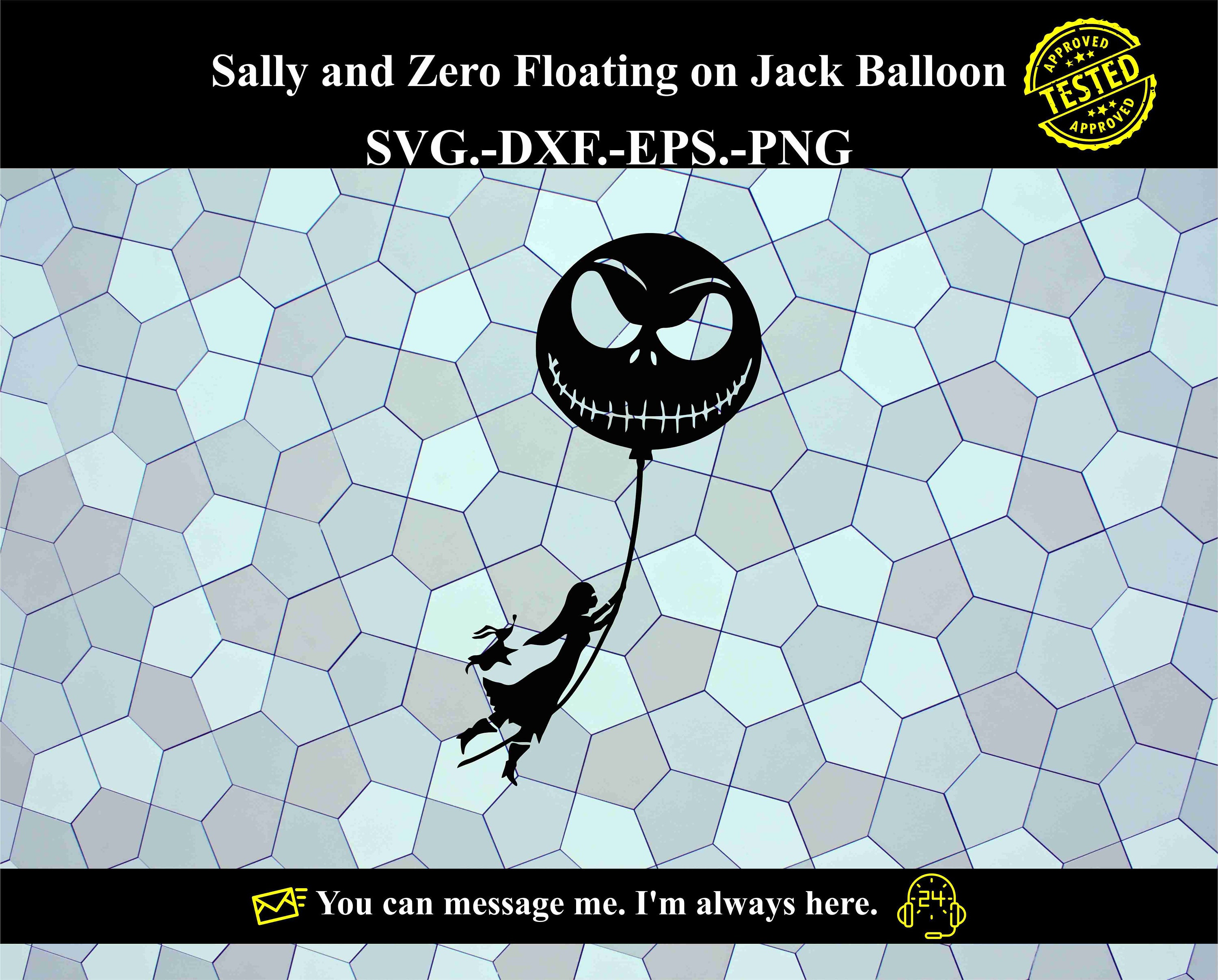 Sally and Zero Floating on Jack Balloon Svg Vector - Etsy