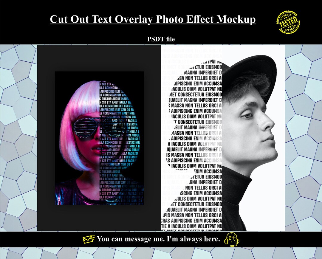 Cut Out Text Overlay Photo Effect Mockup Design Options - Etsy UK
