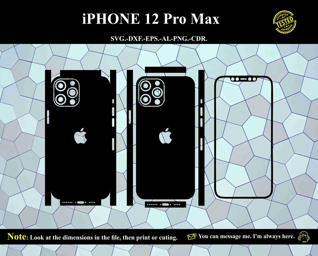IPhone 12 Pro Max Skin Template Cut File SVG Vector Cut File - Etsy