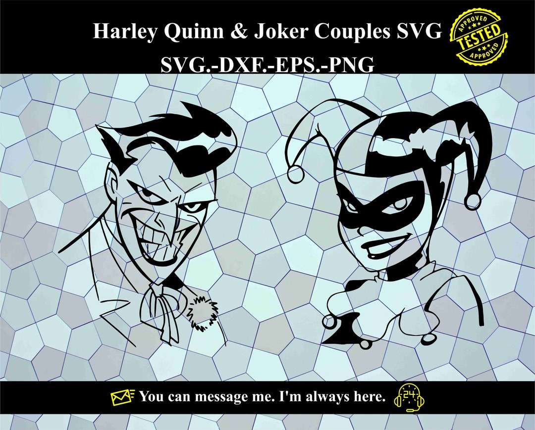 Harley Quinn & Joker Couples SVG Vector I Saved the Drawings One by One ...