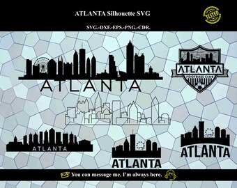 Atlanta Vector Skyline Atlanta SVG Silhouette Svg Dxf - Etsy