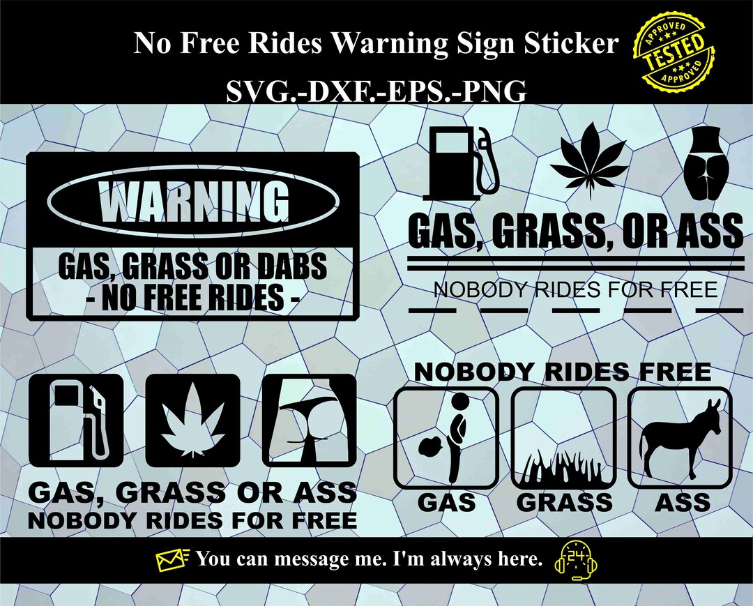 No Free Rides Warning Sign Sticker SVG Vector I Saved the Drawings One ...