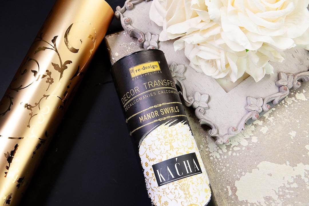 NEW Kacha GOLD Foil Transfer Manor Swirls Redesign With Prima 18 X 24 ...
