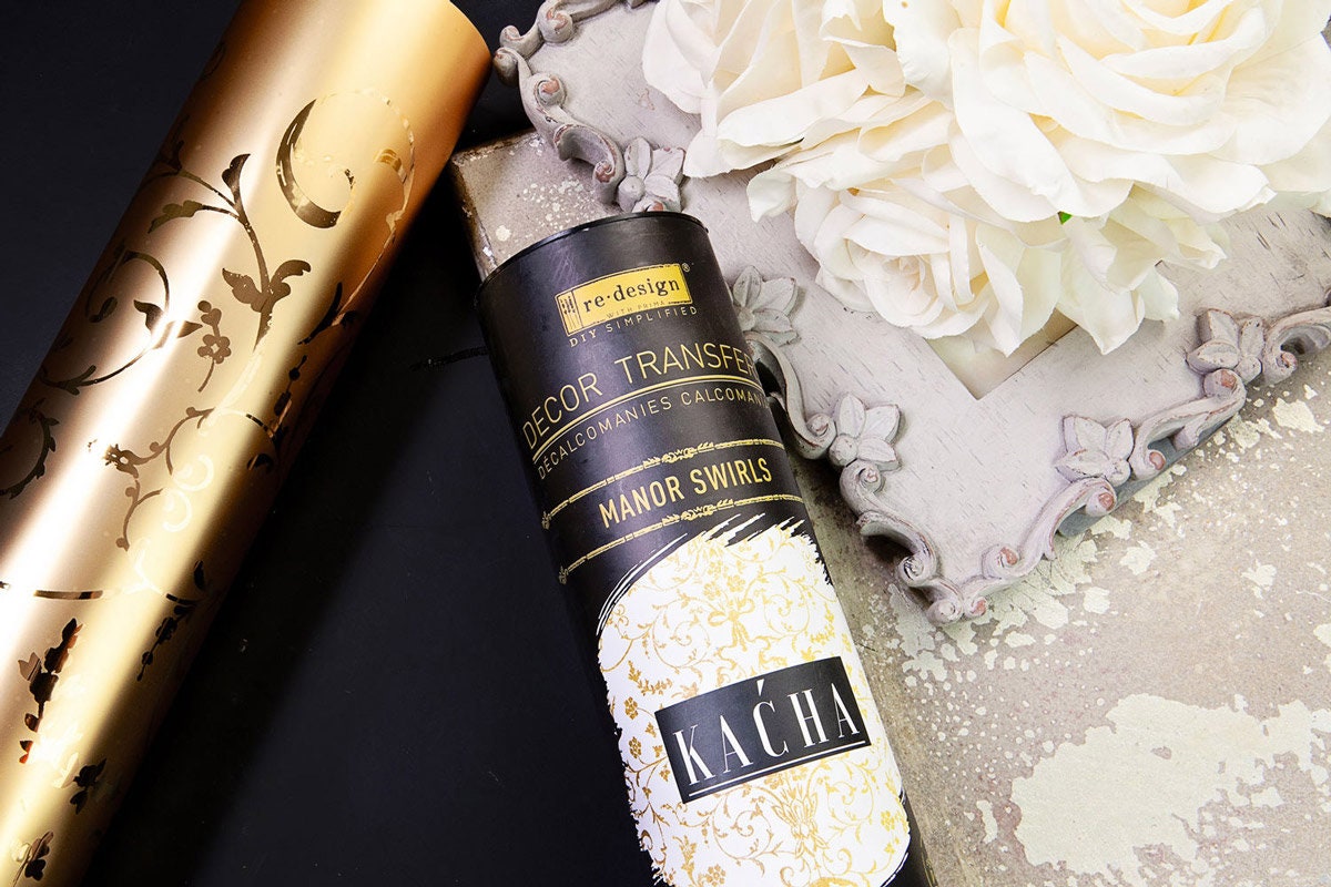 NEW Kacha GOLD Foil Transfer Manor Swirls Redesign With Prima 18 X 24 ...