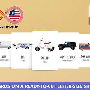 VEHICLES 30 Montessori Cards Editable PDF Flash Cards Nomenclature ...