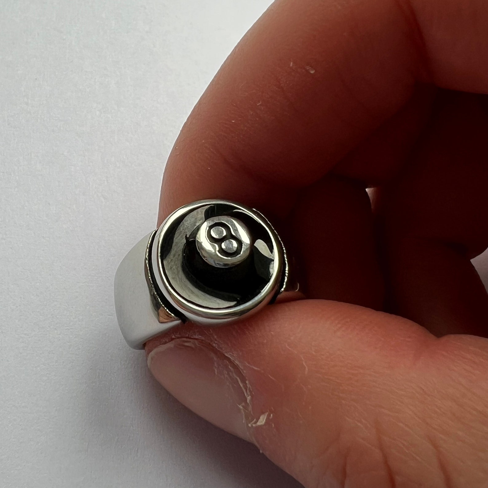 Next Day UK Shipping Silver 8 Ball Ring 'stussy' Pool Ball Ring Unisex High Quality Ring Next ...