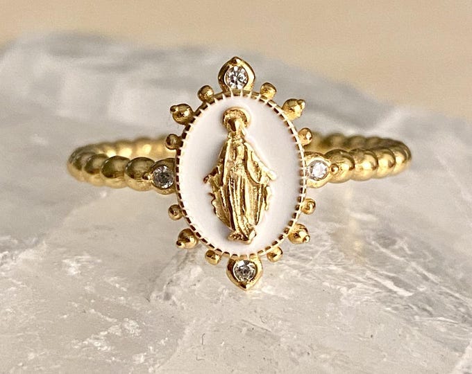 Miraculous Medal Adjustable Ring, Virgin Mary Ring, 1st Communion Gift ...