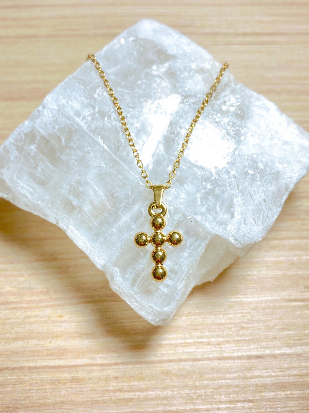 Bubble Cross Necklace, Gold and Silver, Christian Jewelry, Stainless ...