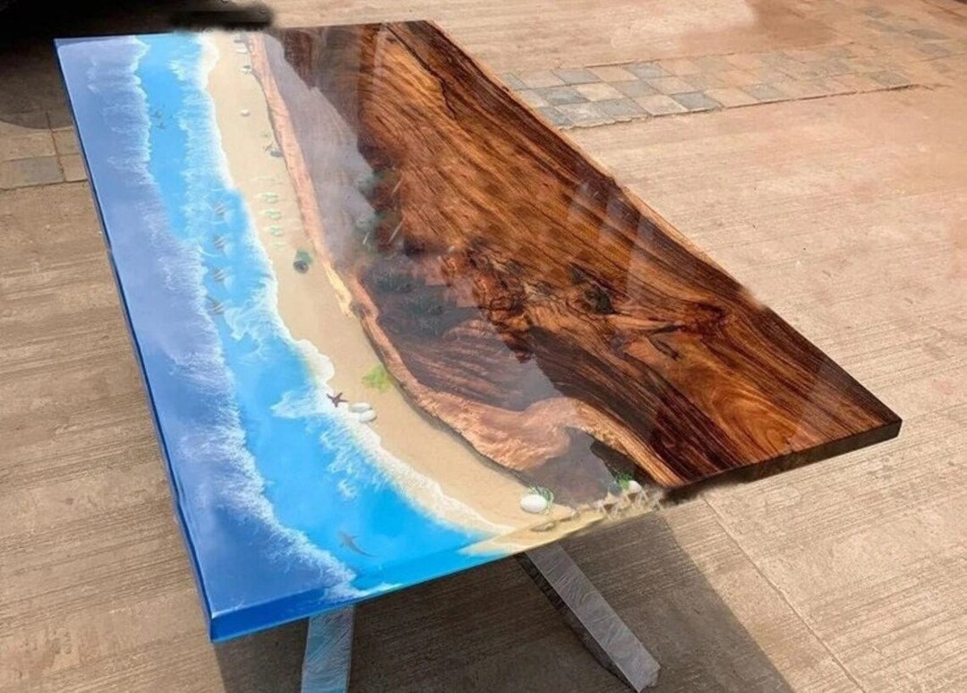 River Epoxy Coffee Table Top, Blue Epoxy Dinning Table Top ...