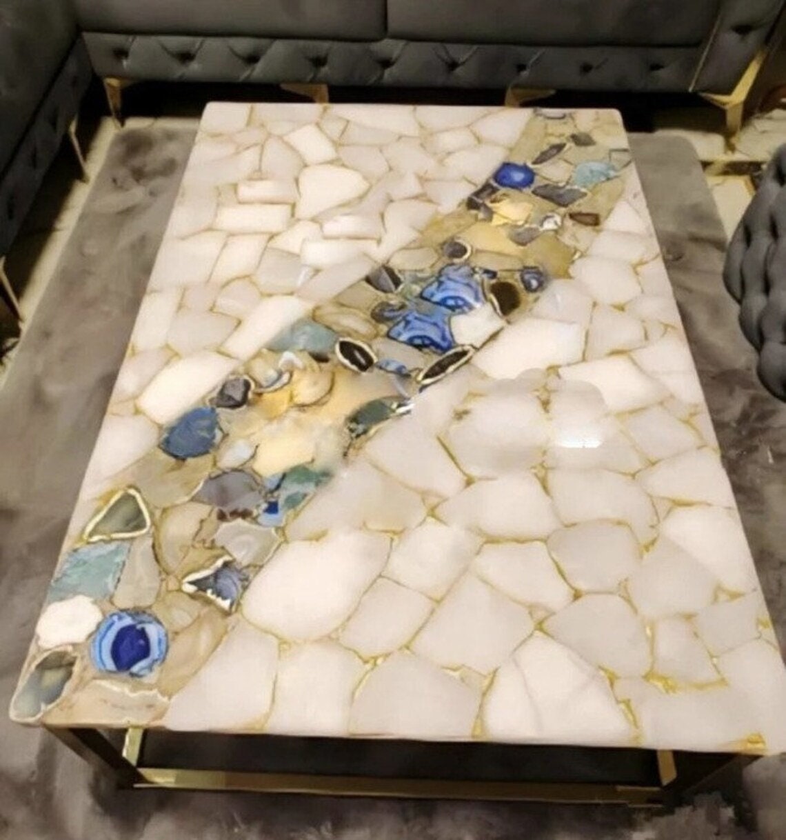 Natural Mix Agate Dining Table, Coffee Table, Center Table, Handmade ...