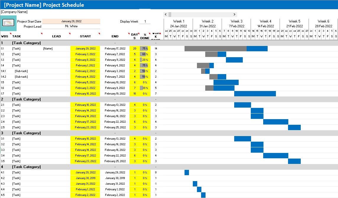 Simple Gantt Chart in Excel - Etsy