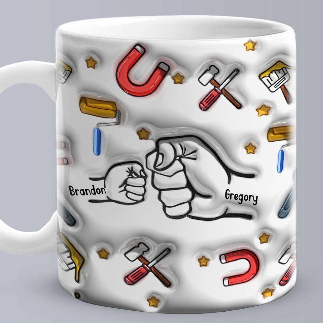 Personalized Fist Bump Mug for Papa Custom 3D Inflated Design Father's ...