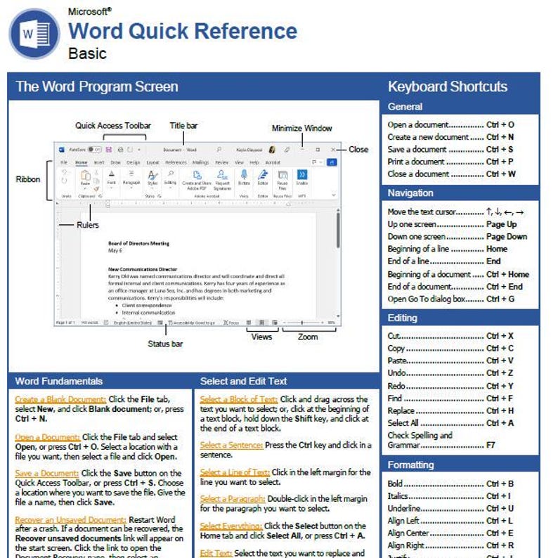 Ultimate Microsoft Office Cheat Sheet - All-in-one - Etsy