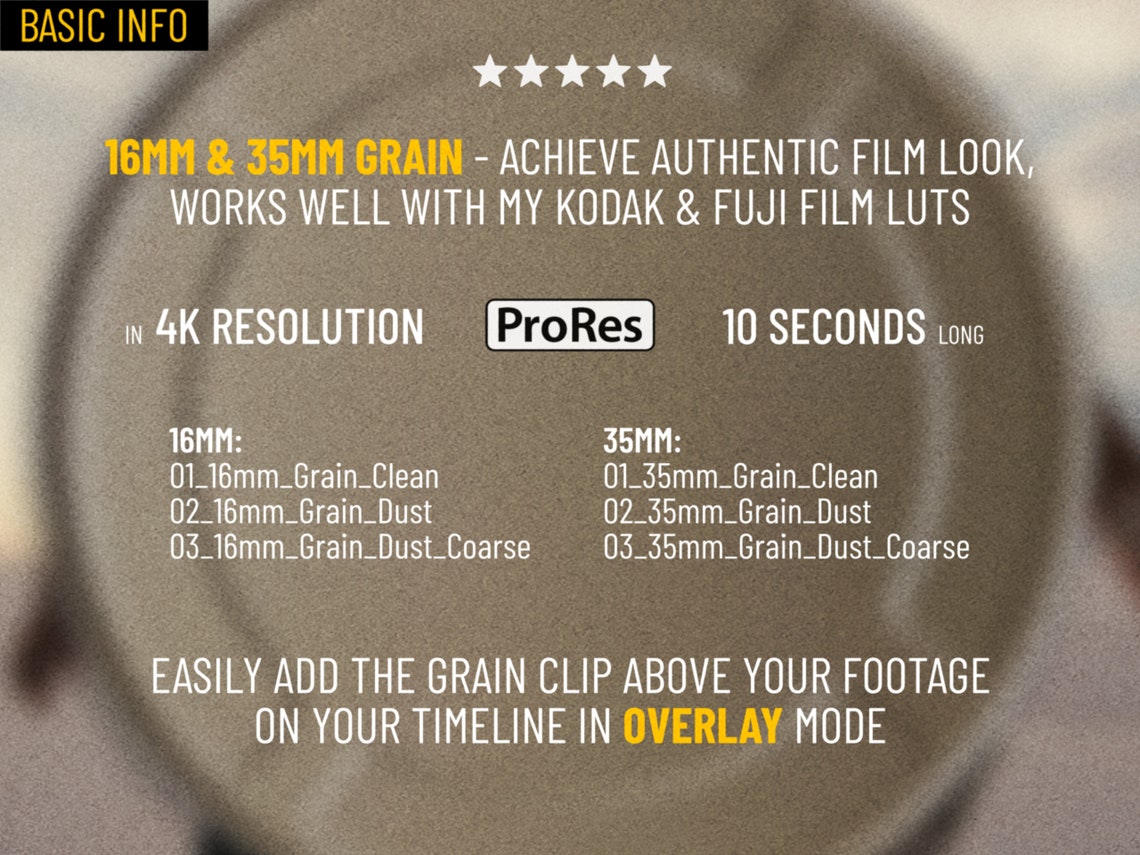 FILM GRAIN Overlays 16mm & 35mm Texture With Dust and Scratches and ...