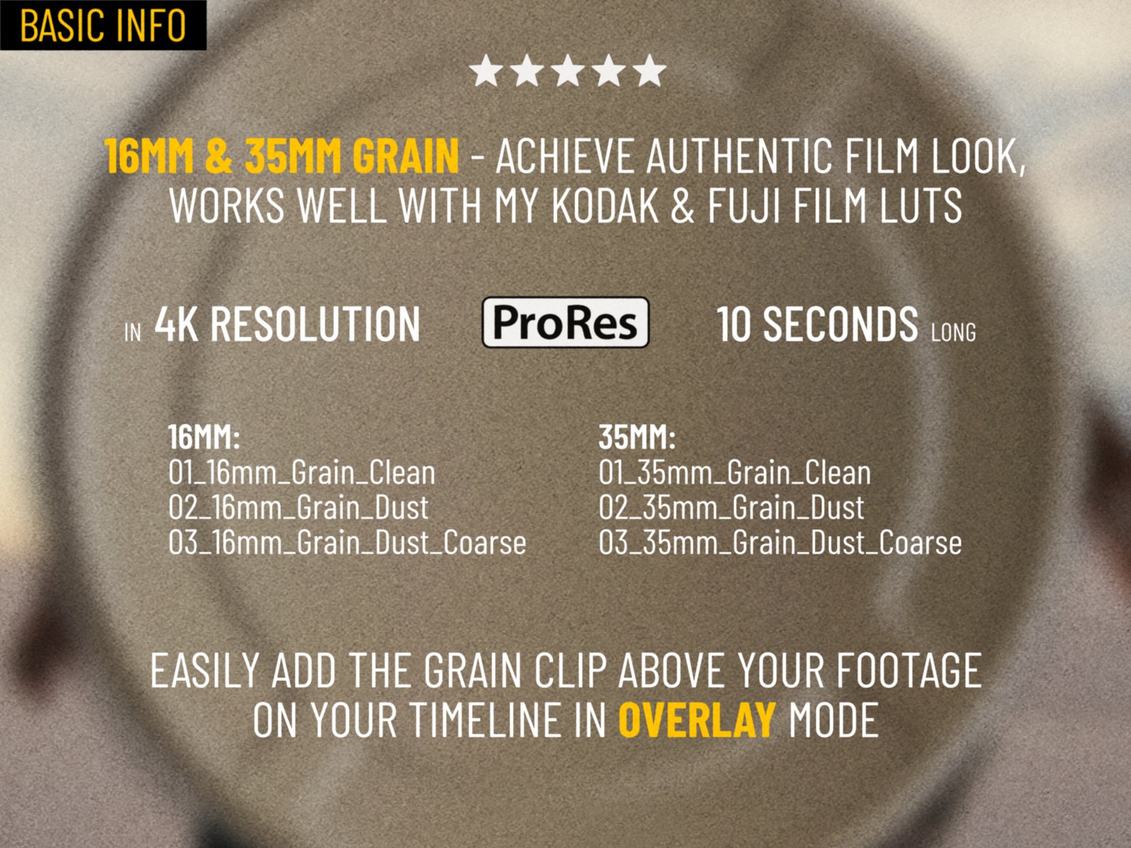 FILM GRAIN Overlays 16mm & 35mm Texture With Dust and Scratches and ...