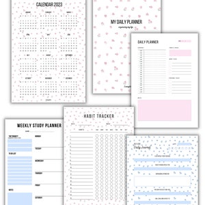 Printable 2023 Calendar Daily Planner Study Planner Habit - Etsy