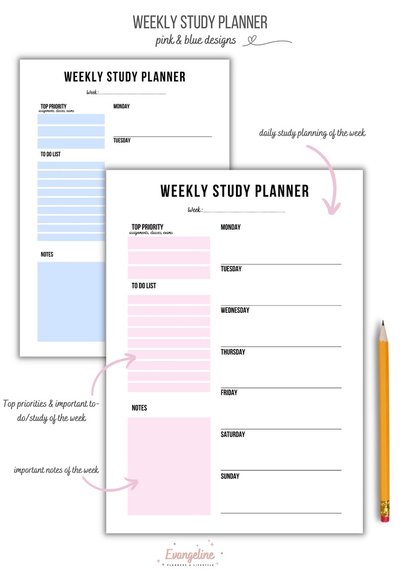 Printable 2023 Calendar Daily Planner Study Planner Habit - Etsy