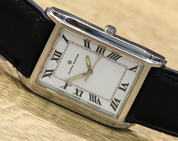 Swiss Watch Tank "alpha Saphir", Vintage Swiss Watch, Quartz Watch - Working With Battery. Men's ...