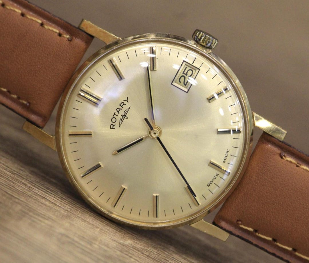 Vintage "rotary" Watch, 21 Jewels, AS 1950/51 Swiss Movement, 33mm Case ...
