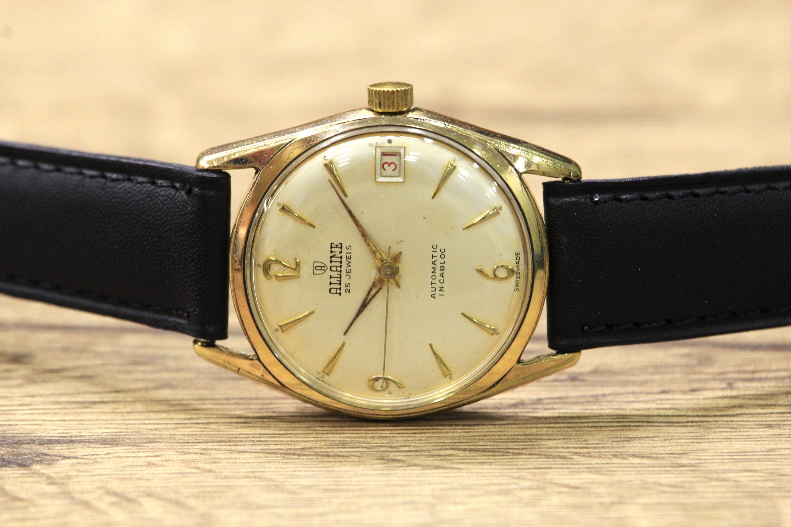 Vintage Watch ALLAINE 25 Jewels - Automatic, Men's Vintage Watch, Swiss ...