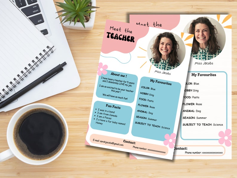 Meet the Teacher Editable Canva Template Teacher Intro Back - Etsy