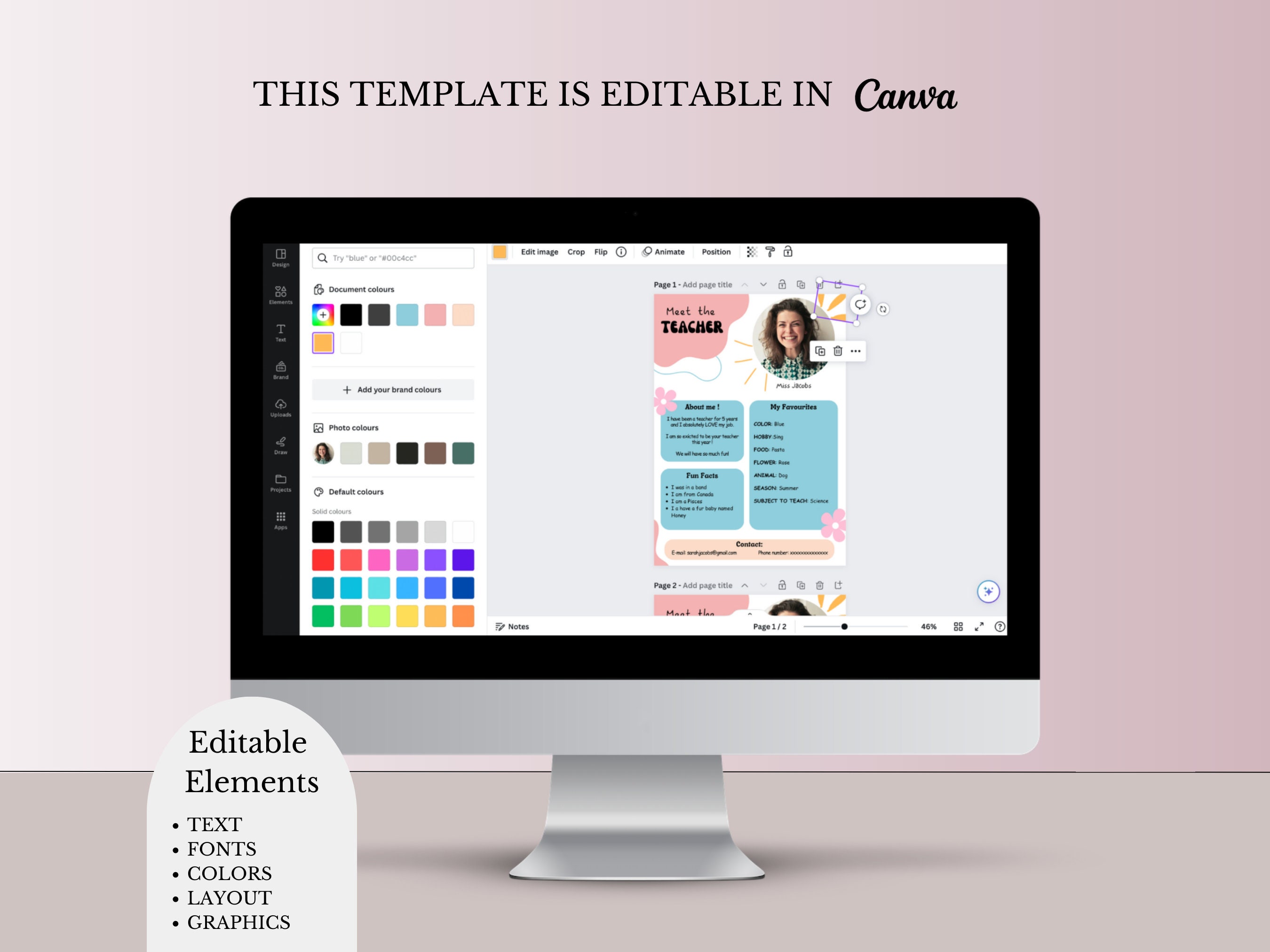 Meet the Teacher Editable Canva Template Teacher Intro Back - Etsy