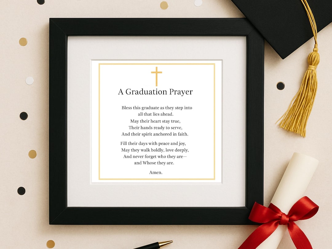 Graduation Prayer With Gold Cross: Christian Printable Wall Art (8x8 ...