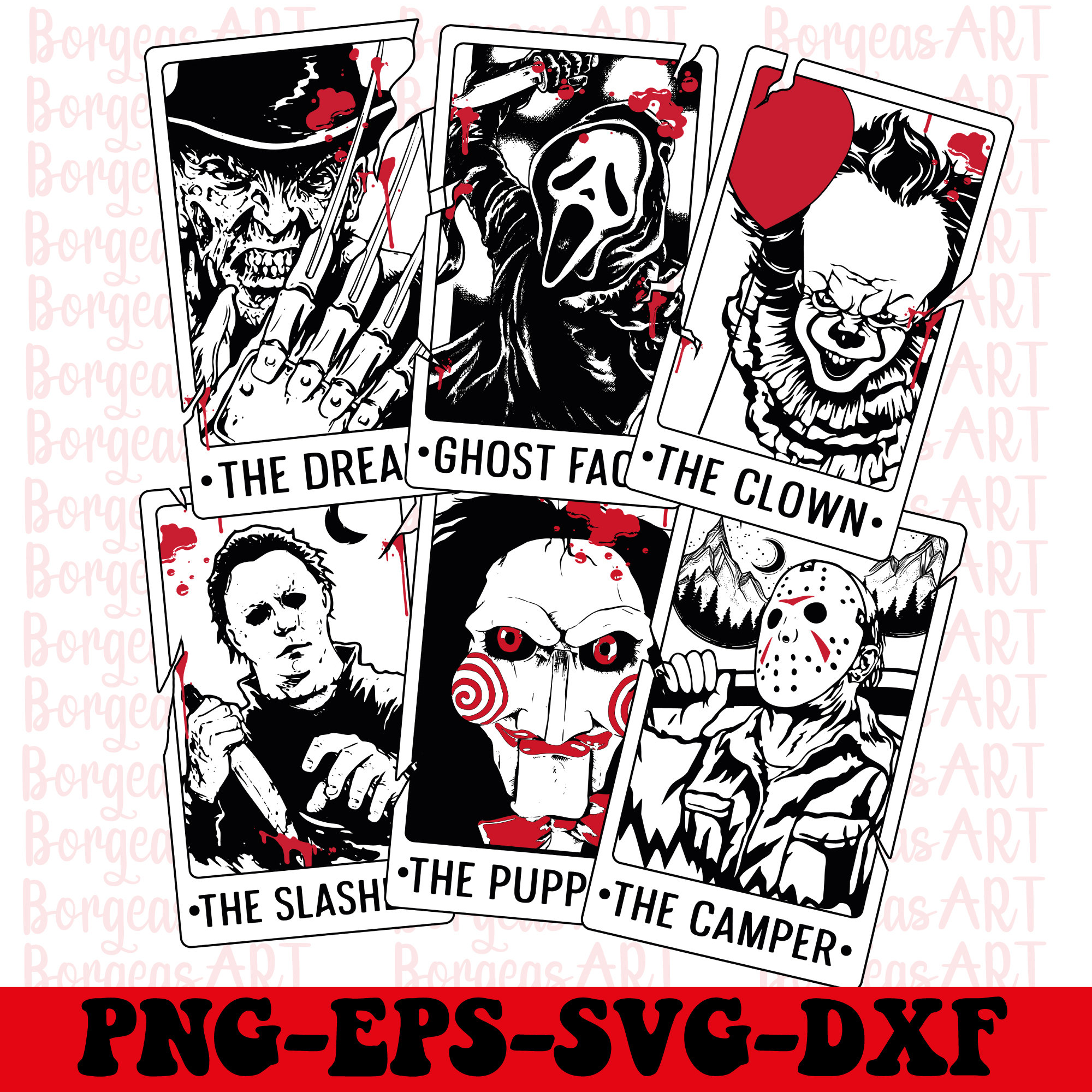 Personajes de terror Tarot Card Png SVG Dxf Eps Horror - Etsy México