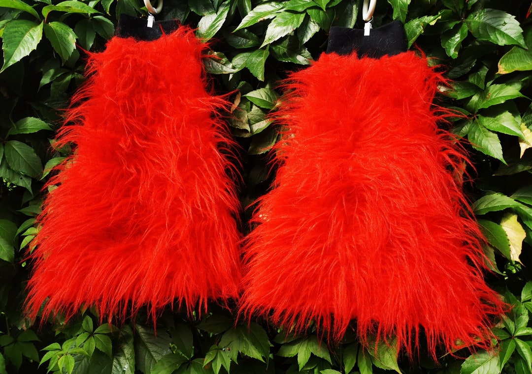 Red Furry Faux Fur Legwarmers * Fluffies, Size S/M - Etsy