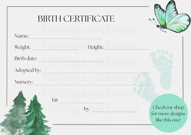 Reborn Baby Birth Certificate. Instant Download, Download It in Your ...