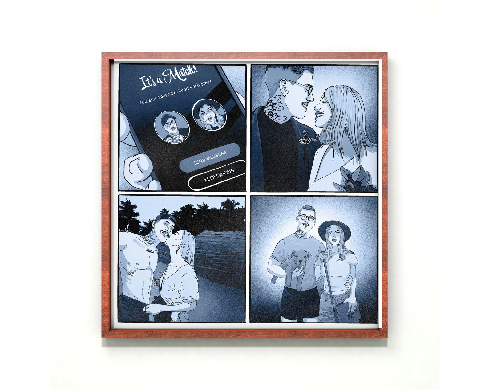 Personalized Custom Comic Strip Wall Art in Greyscale - Etsy