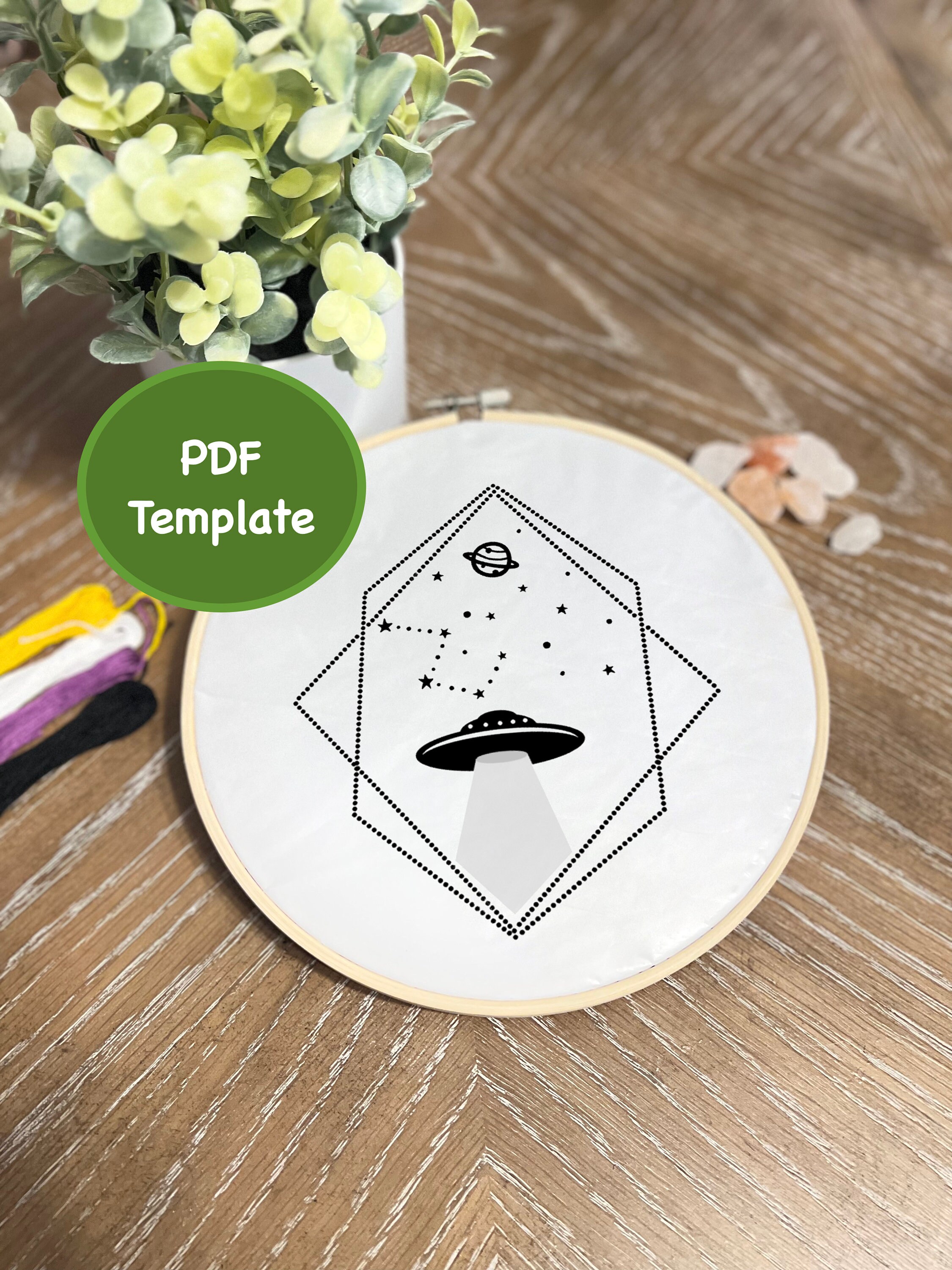 Whoah, a UFO - Hand Embroidery PDF Template - Etsy