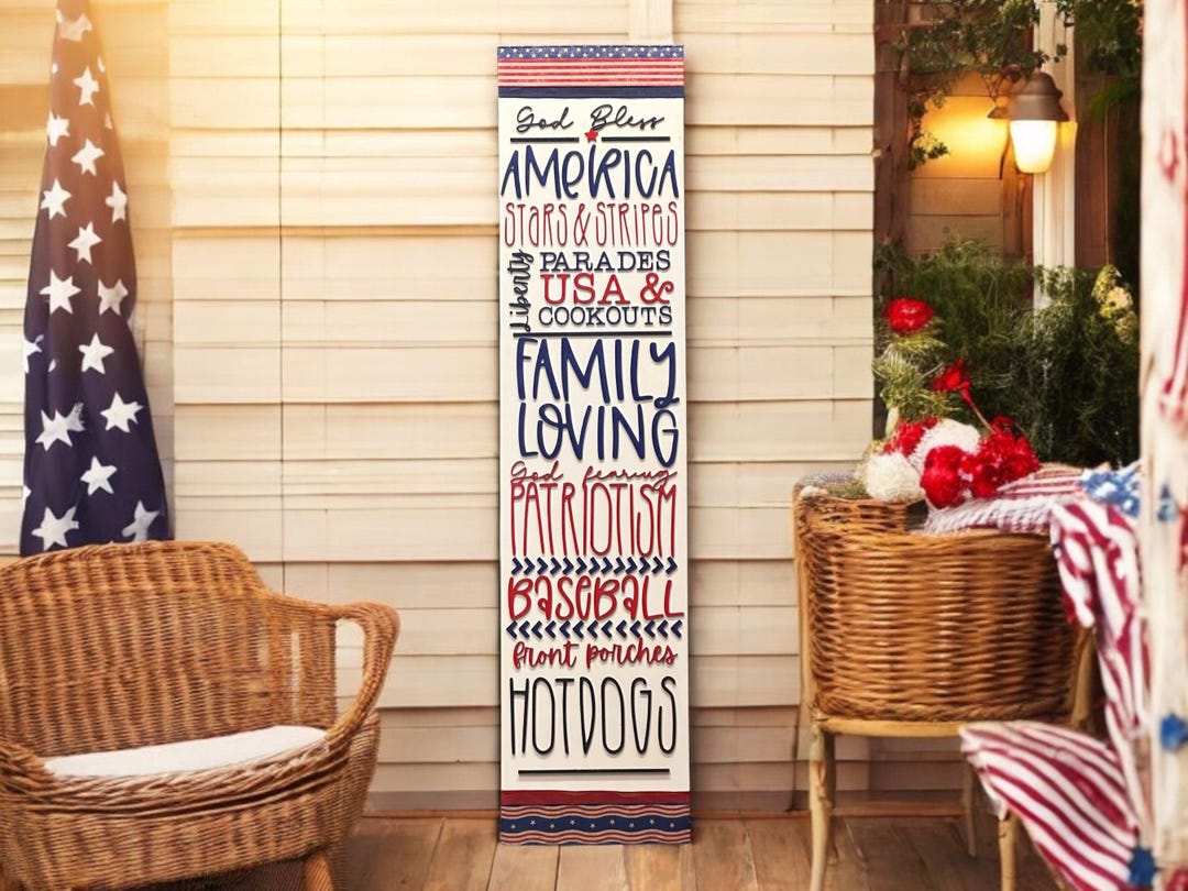 Americana Porch Leaner, July 4th Decor, Red, White and Blue Decor ...