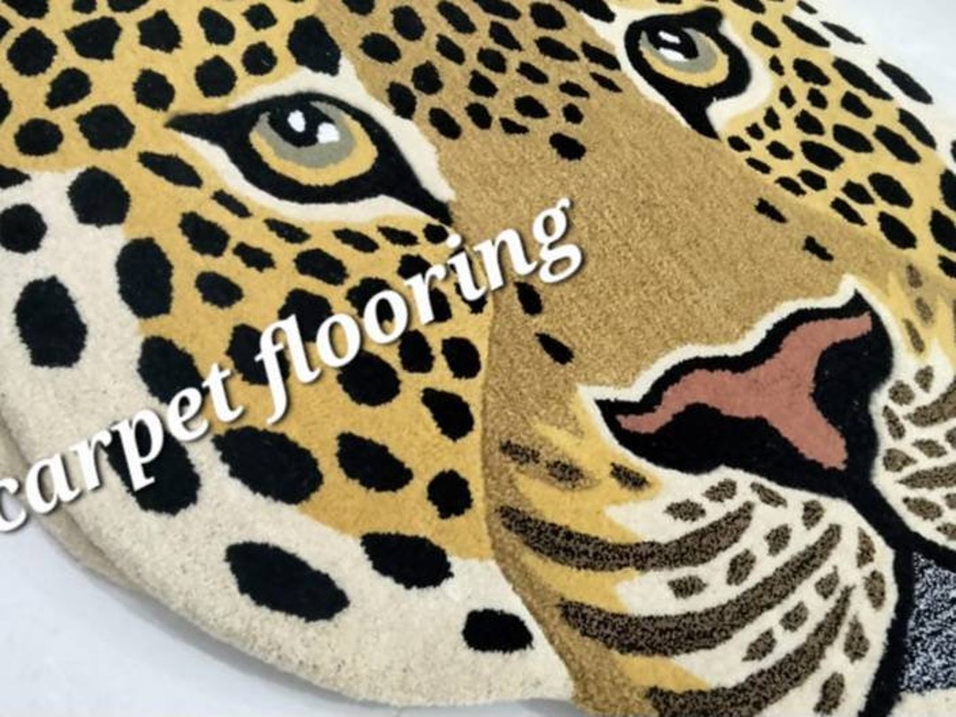 Handmade Leopard Head Rug/leopard Face Rug/cute Animal Rug/living Room ...
