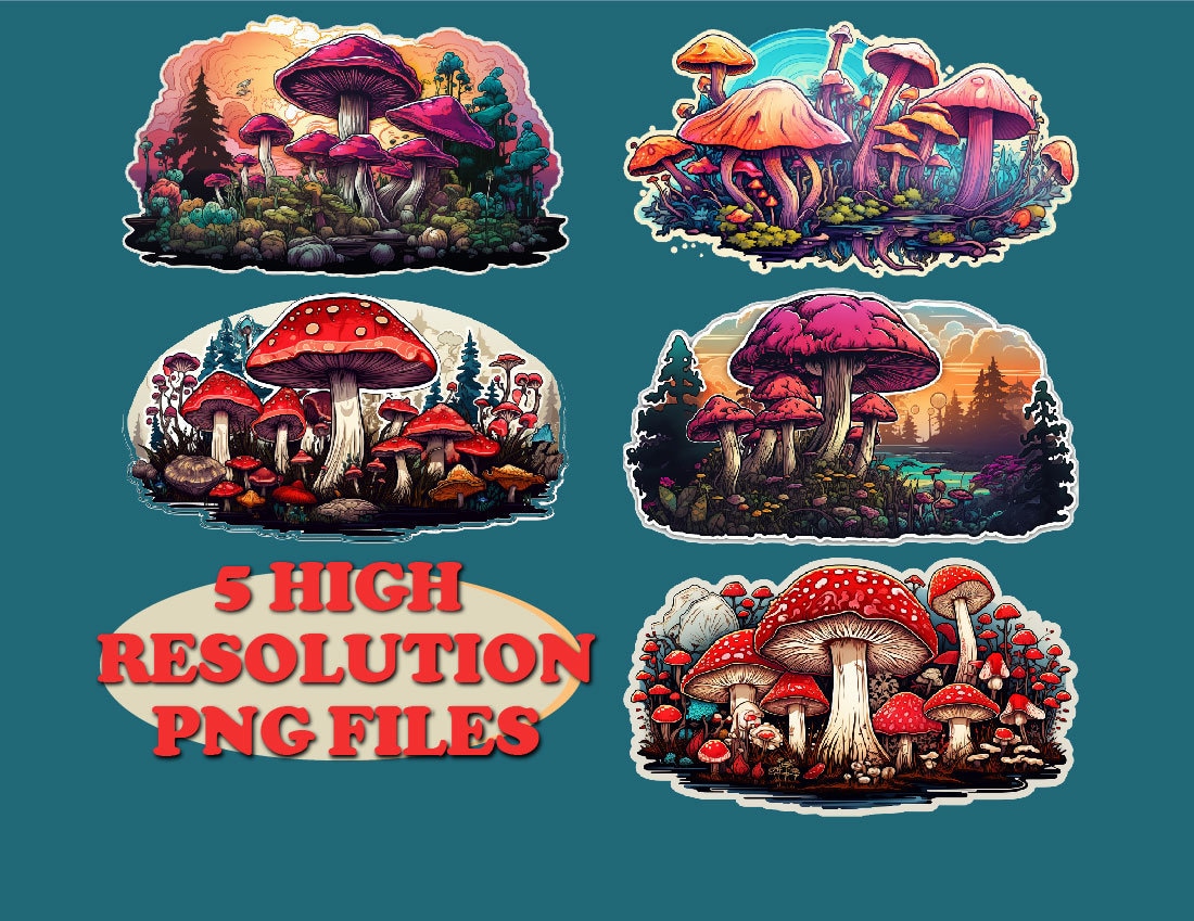 Shroom Symphony: Dancing Toadstools and Harmonious Colors, Vibrant ...