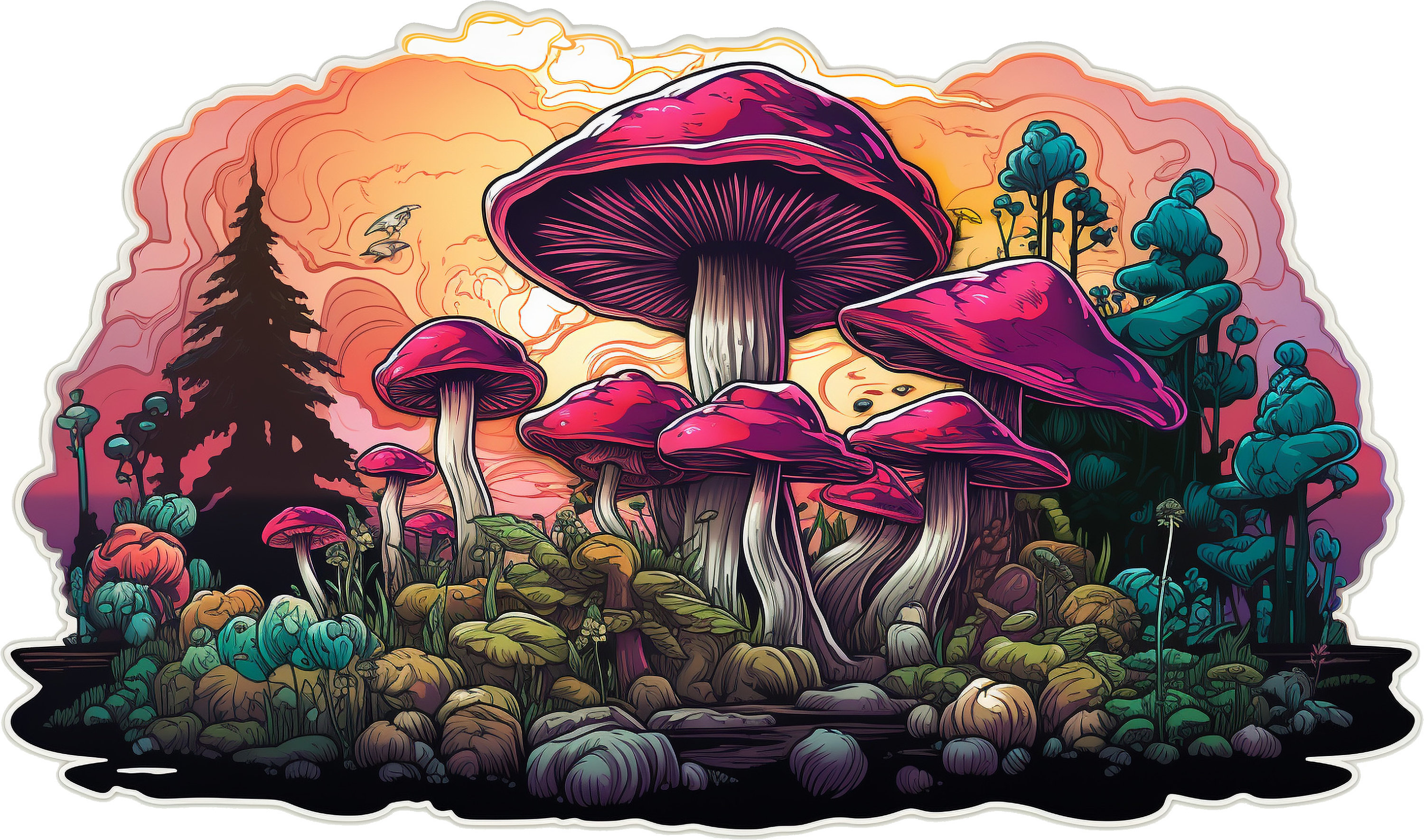 Shroom Symphony: Dancing Toadstools and Harmonious Colors, Vibrant ...