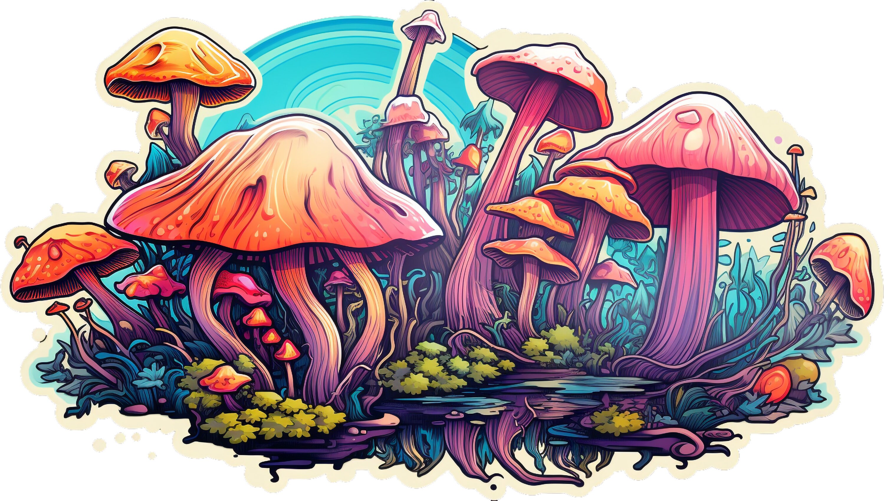 Shroom Symphony: Dancing Toadstools and Harmonious Colors, Vibrant ...