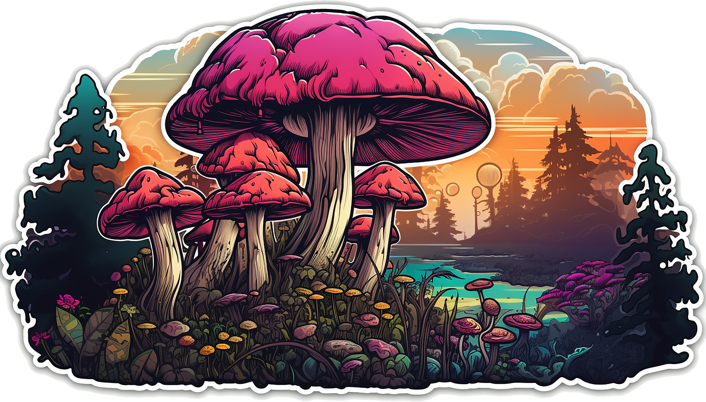 Shroom Symphony: Dancing Toadstools and Harmonious Colors, Vibrant ...