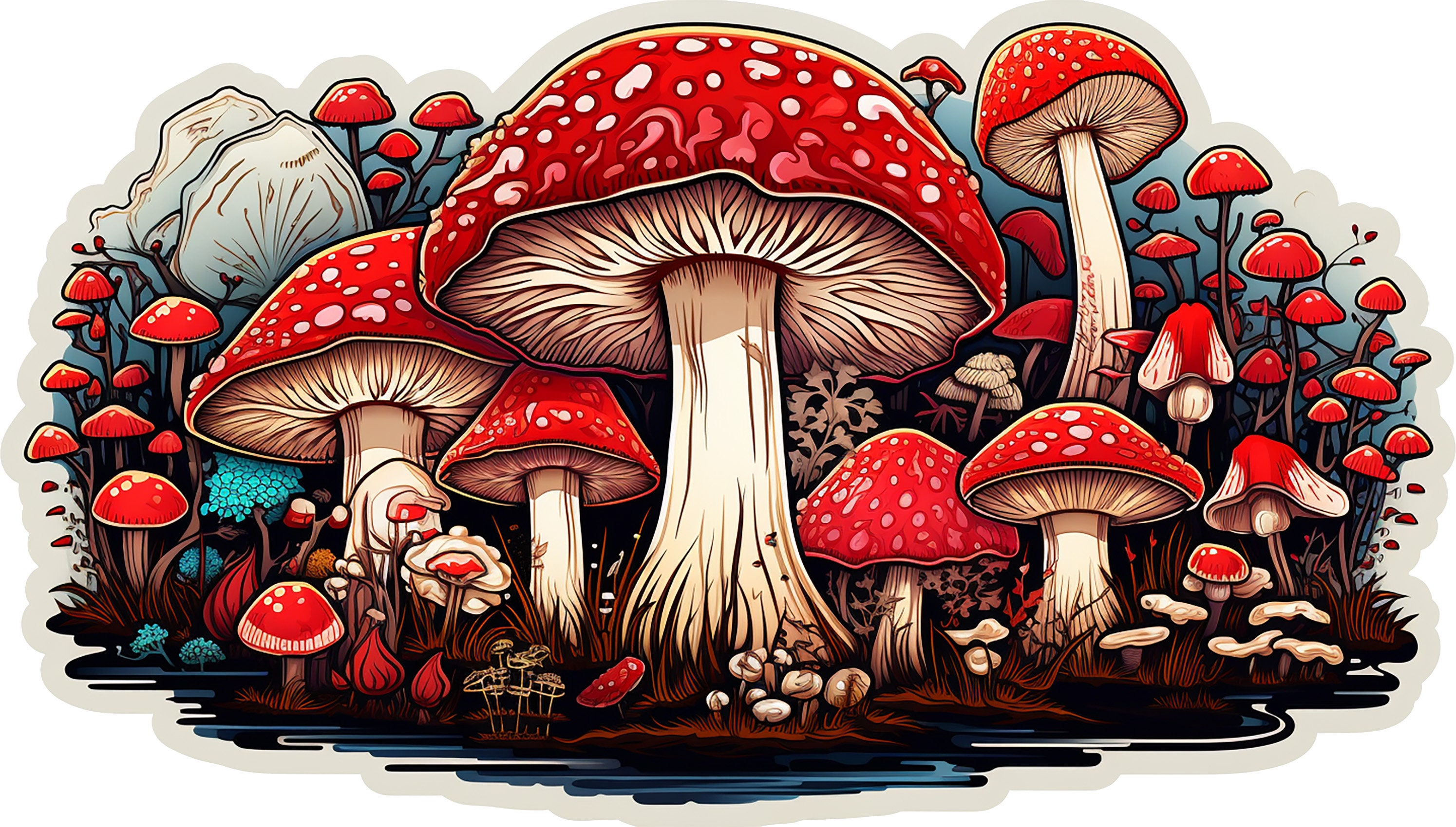 Shroom Symphony: Dancing Toadstools and Harmonious Colors, Vibrant ...