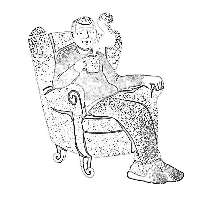 Pencil Sketch of an Old Man Relaxing With a Whiskey - Etsy