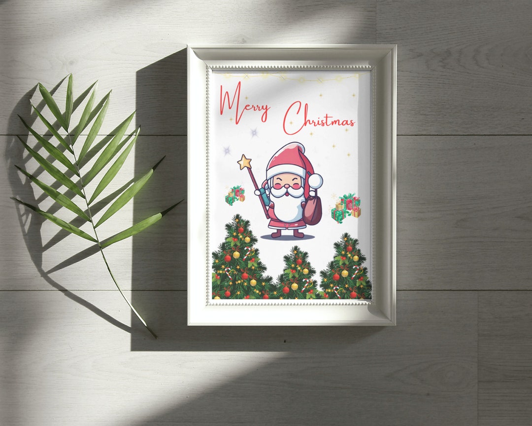 Merry Christmas Printable Christmas Wall Art Santa Print - Etsy