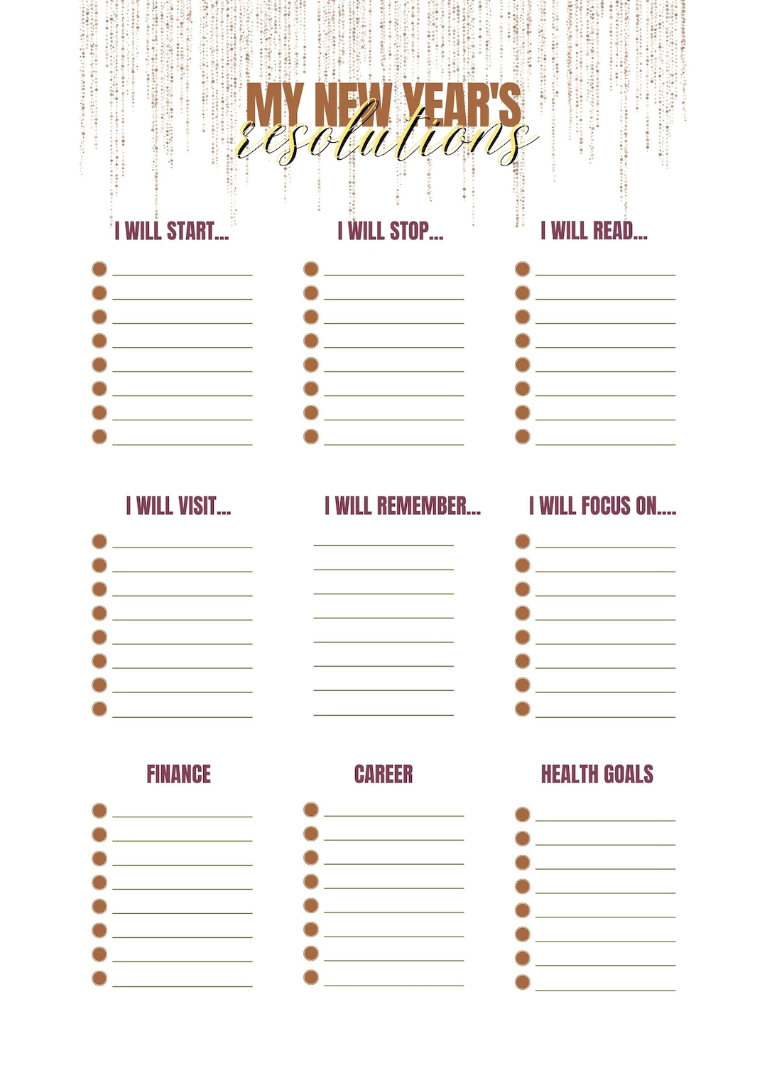 All Year New Year Resolutions Poster to , Instant Download - Etsy