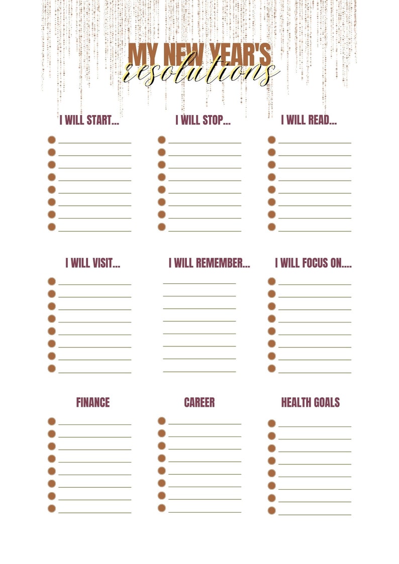 All Year New Year Resolutions Poster to , Instant Download - Etsy