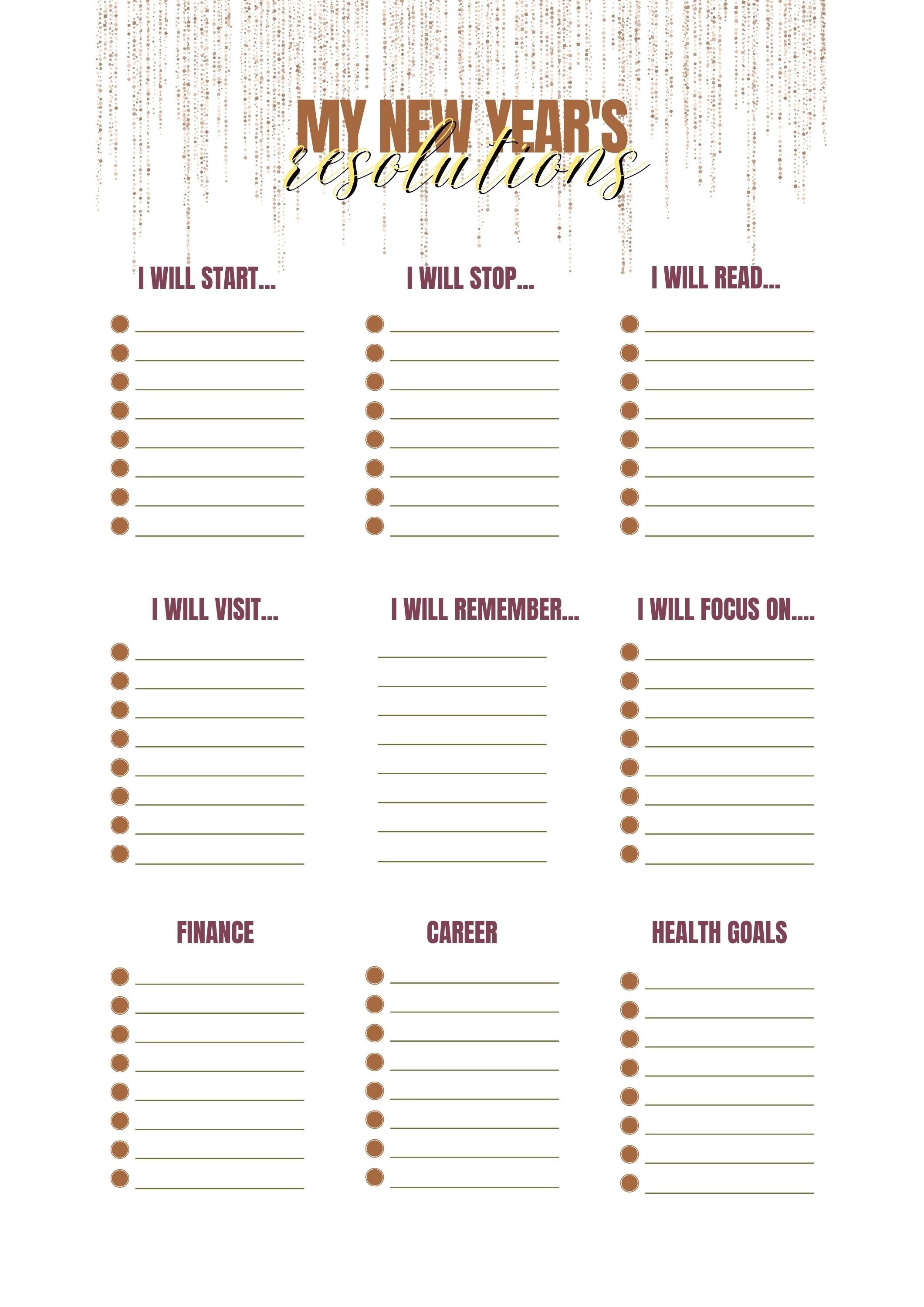 All Year New Year Resolutions Poster to , Instant Download - Etsy