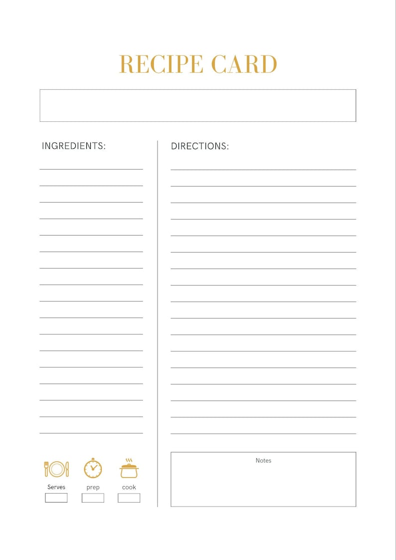 Recipe Cards Blank Digital Download Note Down New Recipes - Etsy